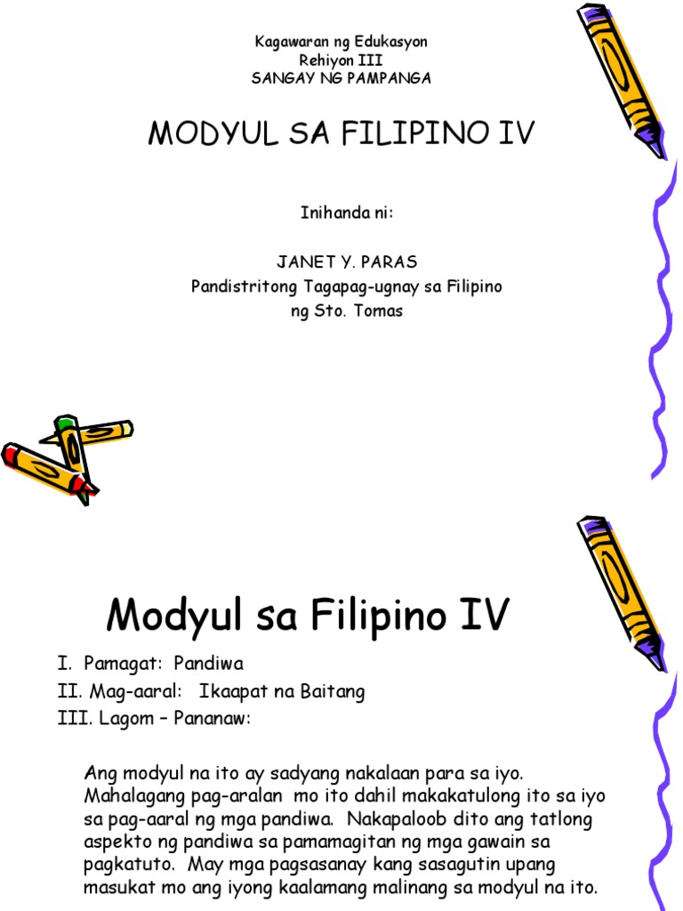 Modyul Sa Filipino | PDF
