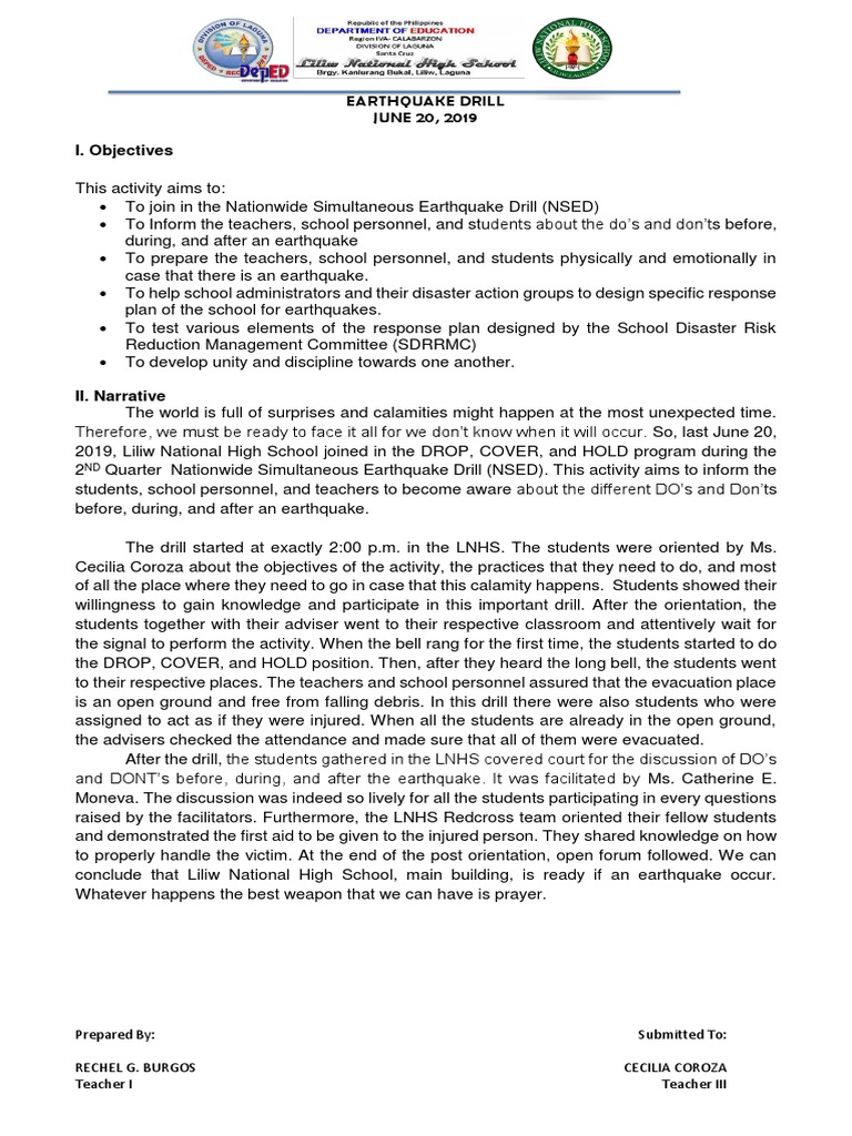 MAIN Building Earthquake Drill 1 | PDF | Behavior Modification | Cognition