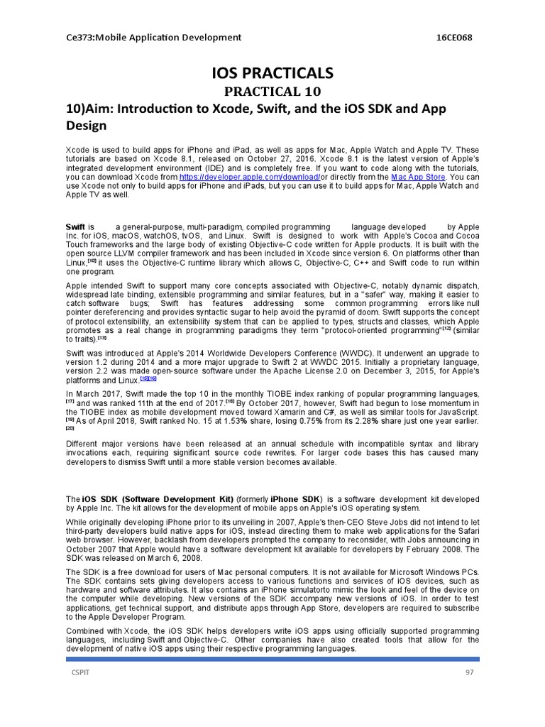 Iphone App Develpment | PDF | Swift (Programming Language) | Xcode