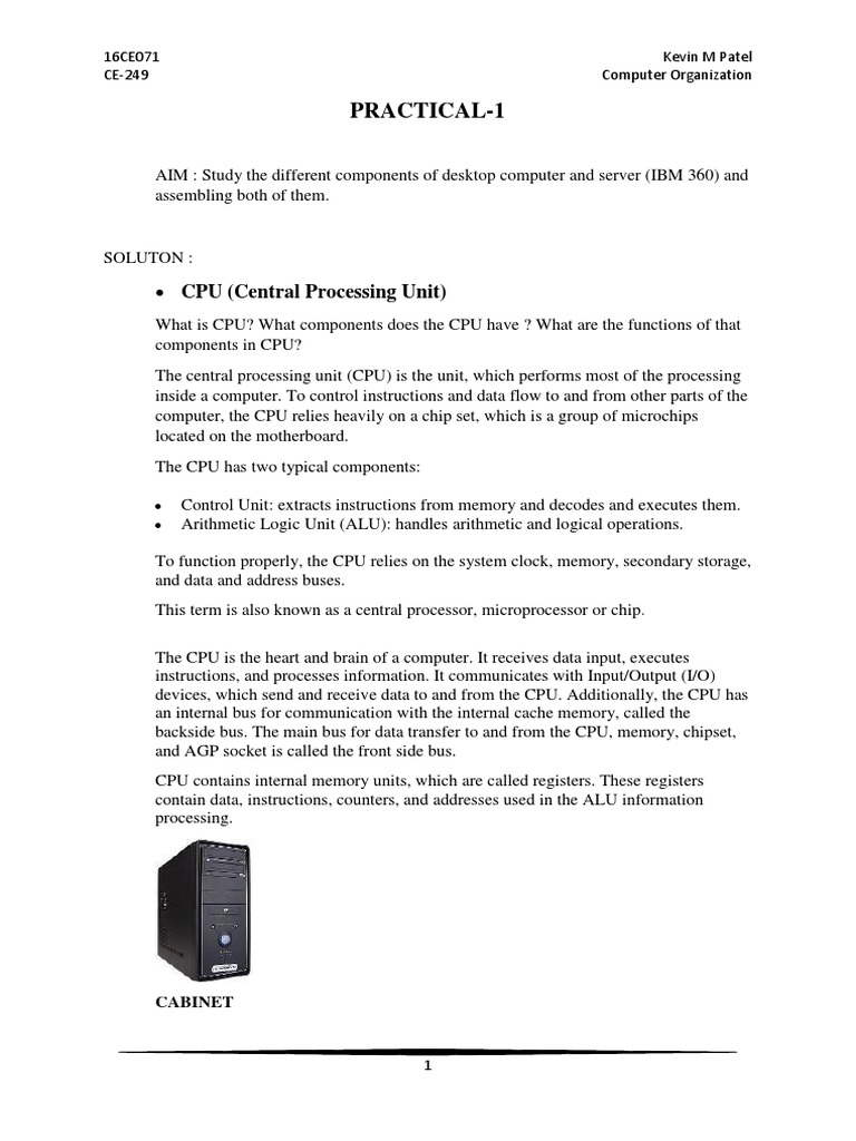 Practical-1: CPU (Central Processing Unit) | PDF | Hard Disk Drive ...