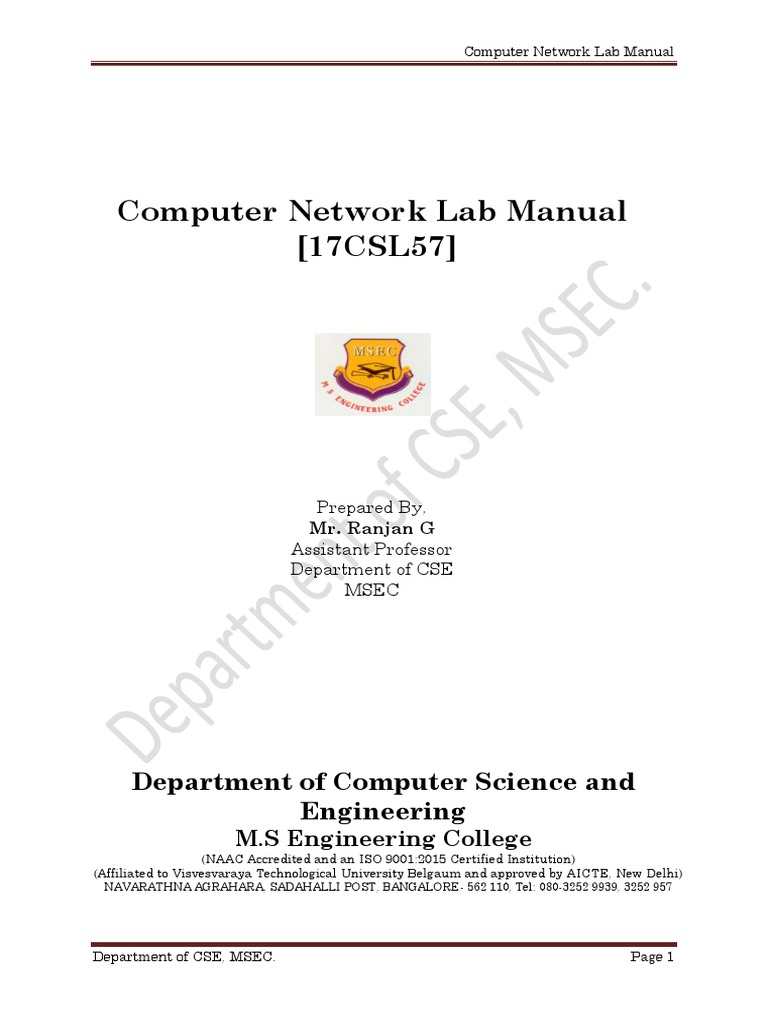Vtu Computer Network Lab Manual | PDF | Network Socket | Network Congestion