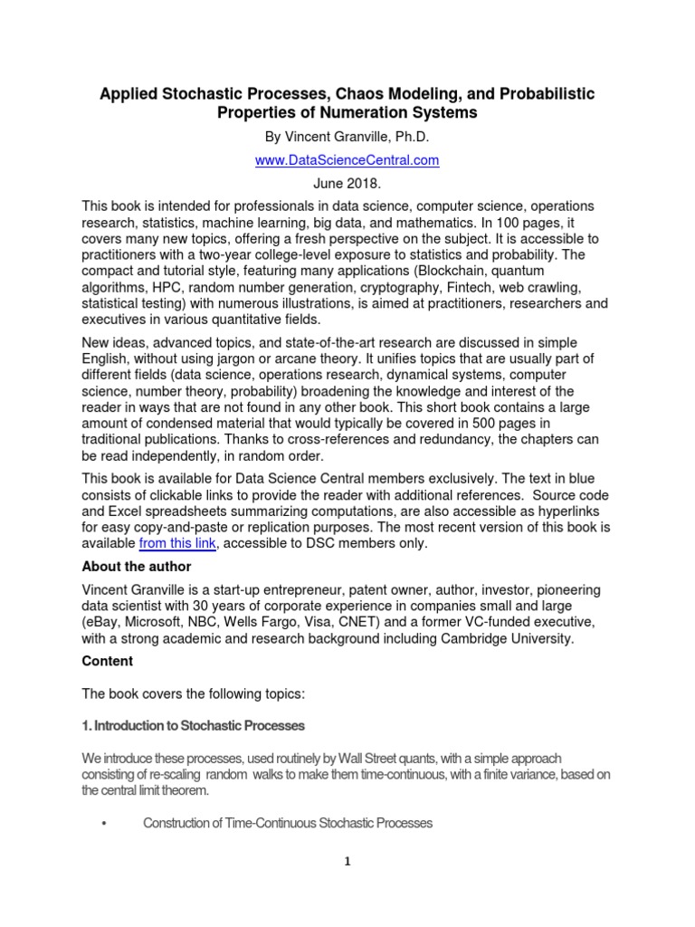 Applied Stochastic Processes | PDF | Stochastic Process | Probability ...