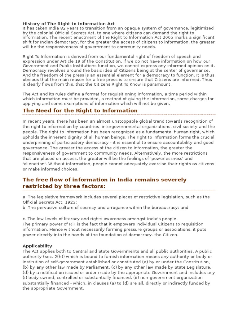 Free Flow of Information | PDF | Freedom Of Information Laws By Country ...
