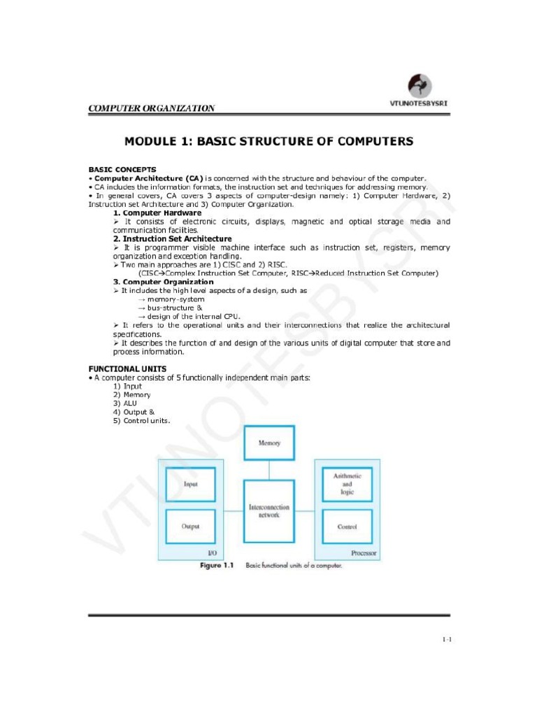 Coa Lecture Notes Module I and II Updated | PDF