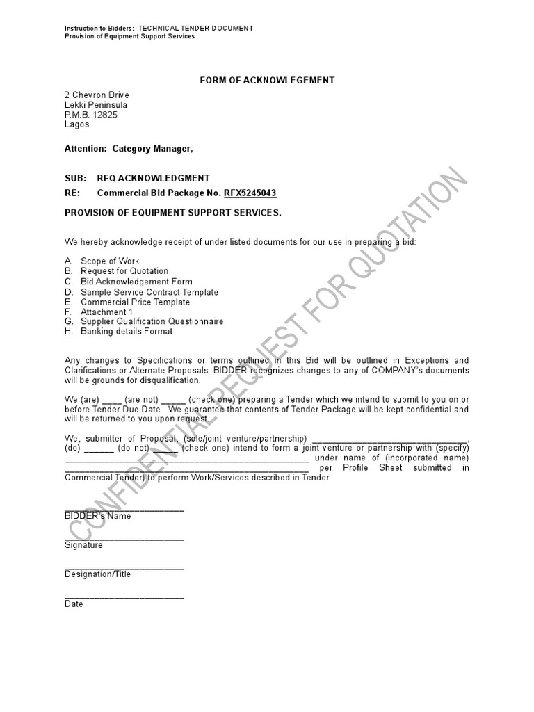 Bid Acknowledgement Form | PDF