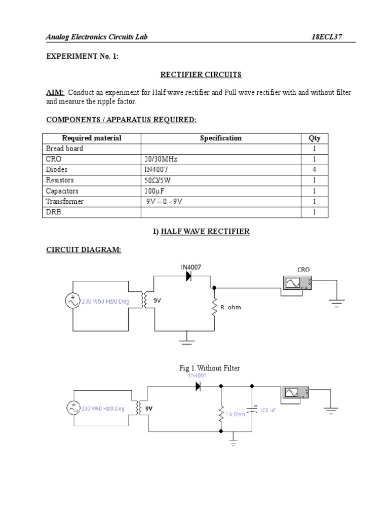 EDI LAb Manual | PDF | Rectifier | P–N Junction