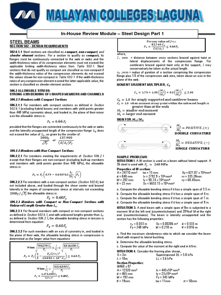 In-House Module - Steel Design Part 1 | PDF | Bending | Beam (Structure)