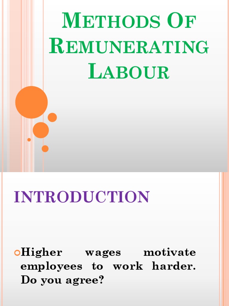 Methods of Remunerating Labor | PDF