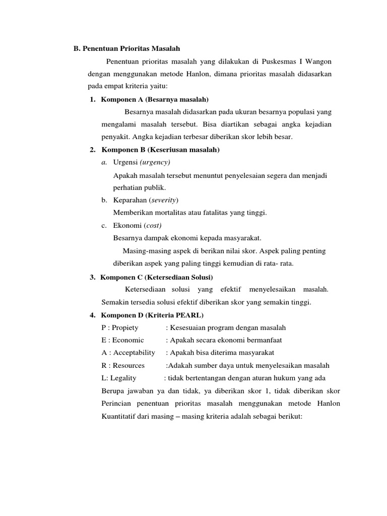 Prioritas Metode Hanlon | PDF