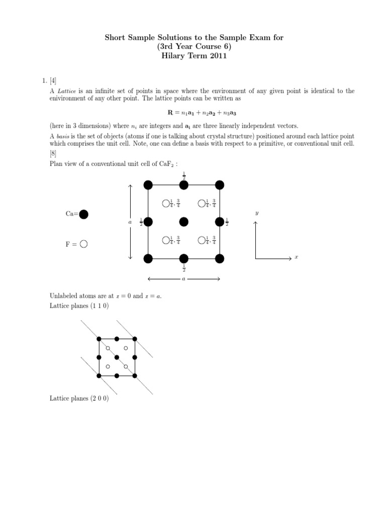 STP Exam Solutions | PDF | Phonon | Crystal Structure