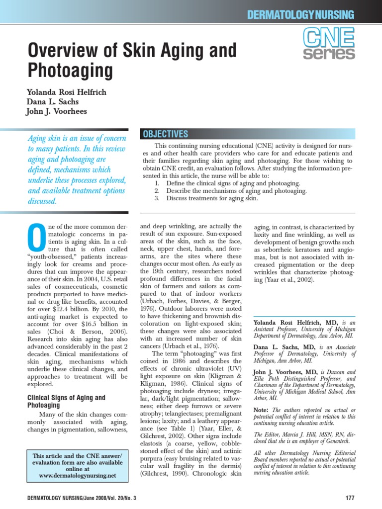 Overview of Skin Aging and Photoaging | PDF | Sunscreen | Botulinum Toxin