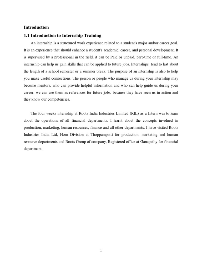 1.1 Introduction To Internship Training | PDF | Business | Economies
