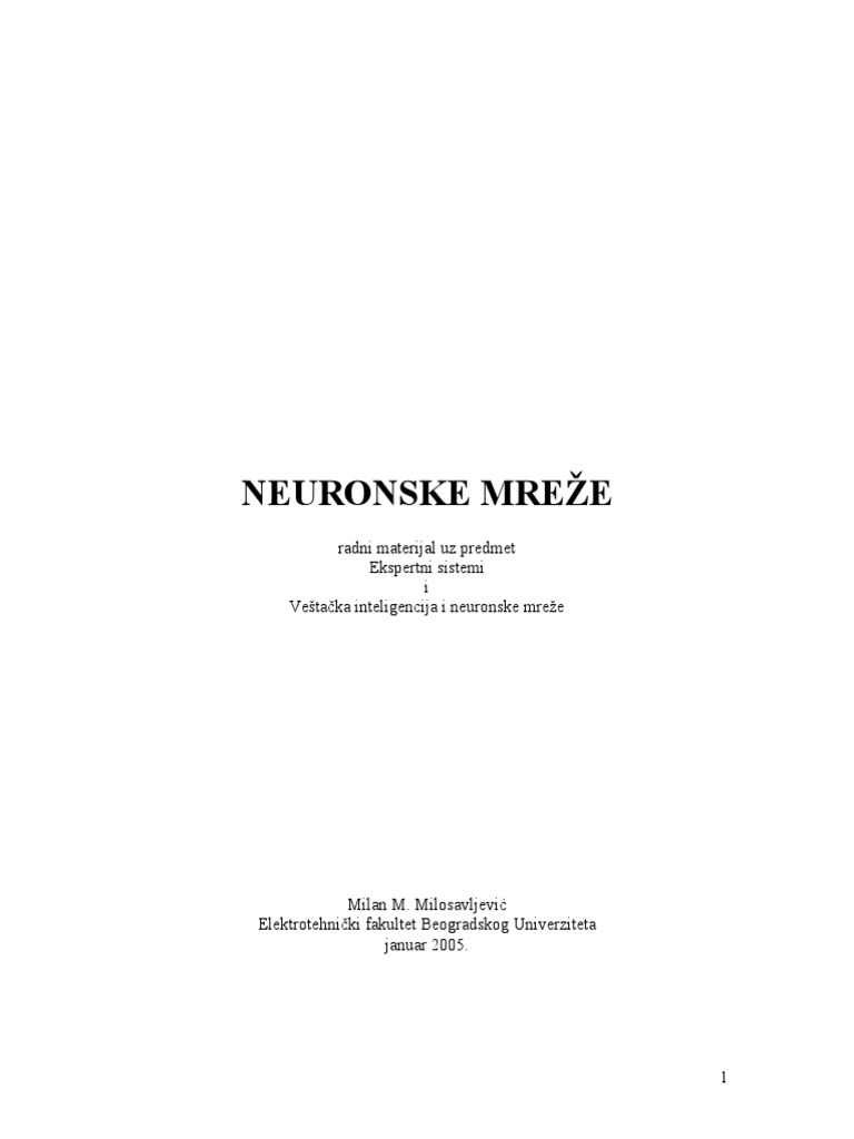 NEURONSKE MREŽE - Predavanja | PDF