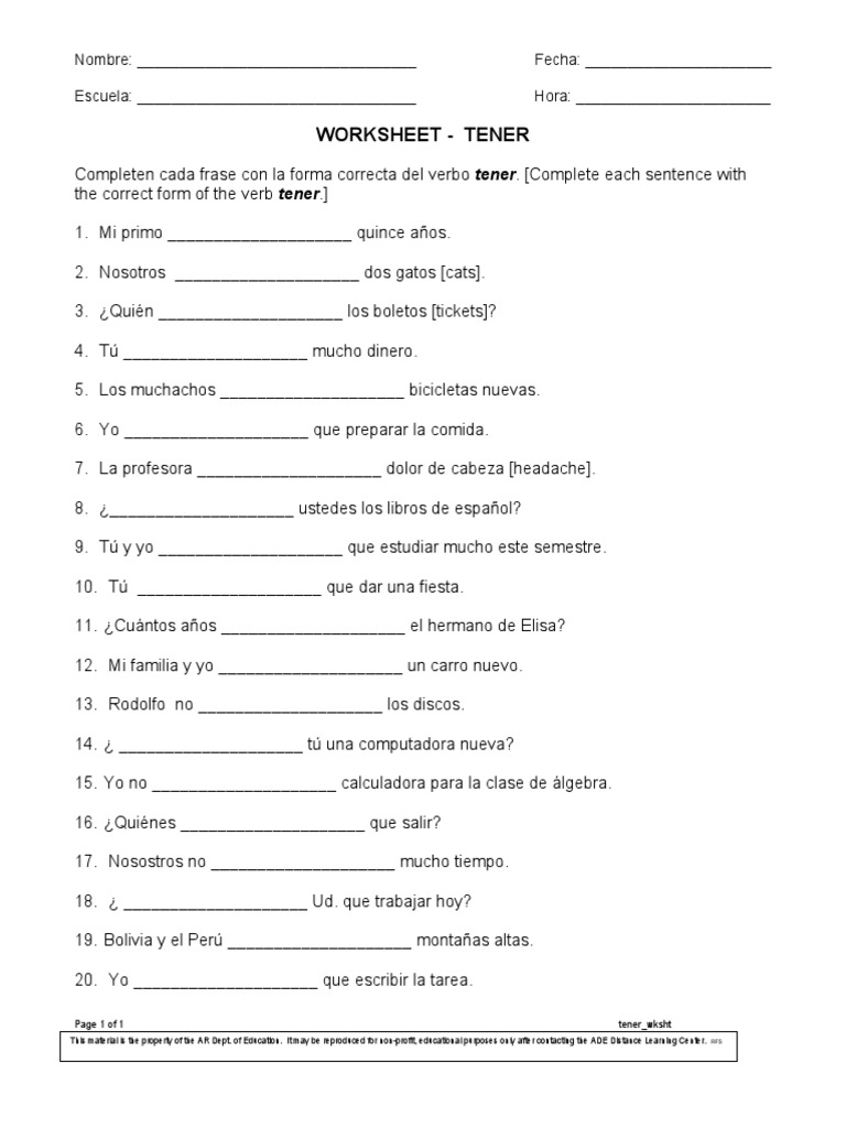 El Verbo "Tener". | PDF