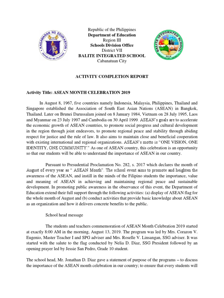 ASEAN Month Report | PDF | Association Of Southeast Asian Nations