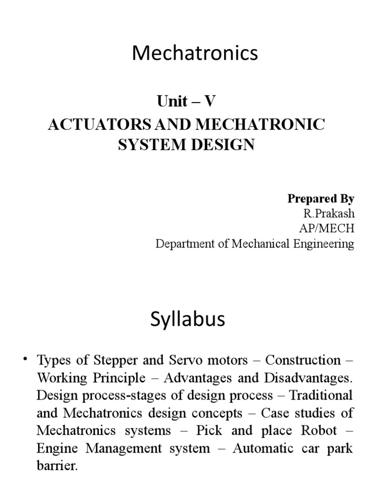 Mechatronics Actuators Guide | PDF | Technology & Engineering