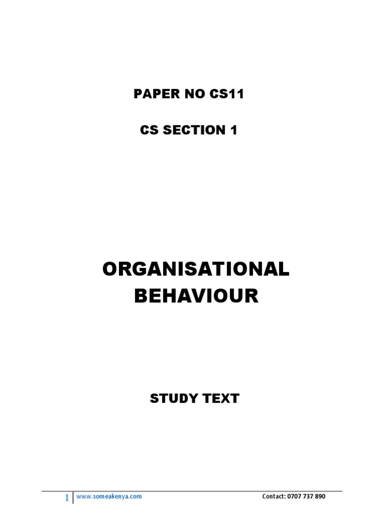 Organisational Behaviour 1 | Download Free PDF | Leadership ...