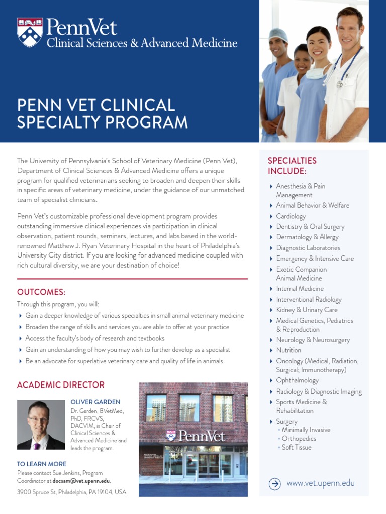 Penn Vet Clinical Specialty Program: Specialties Include | PDF ...