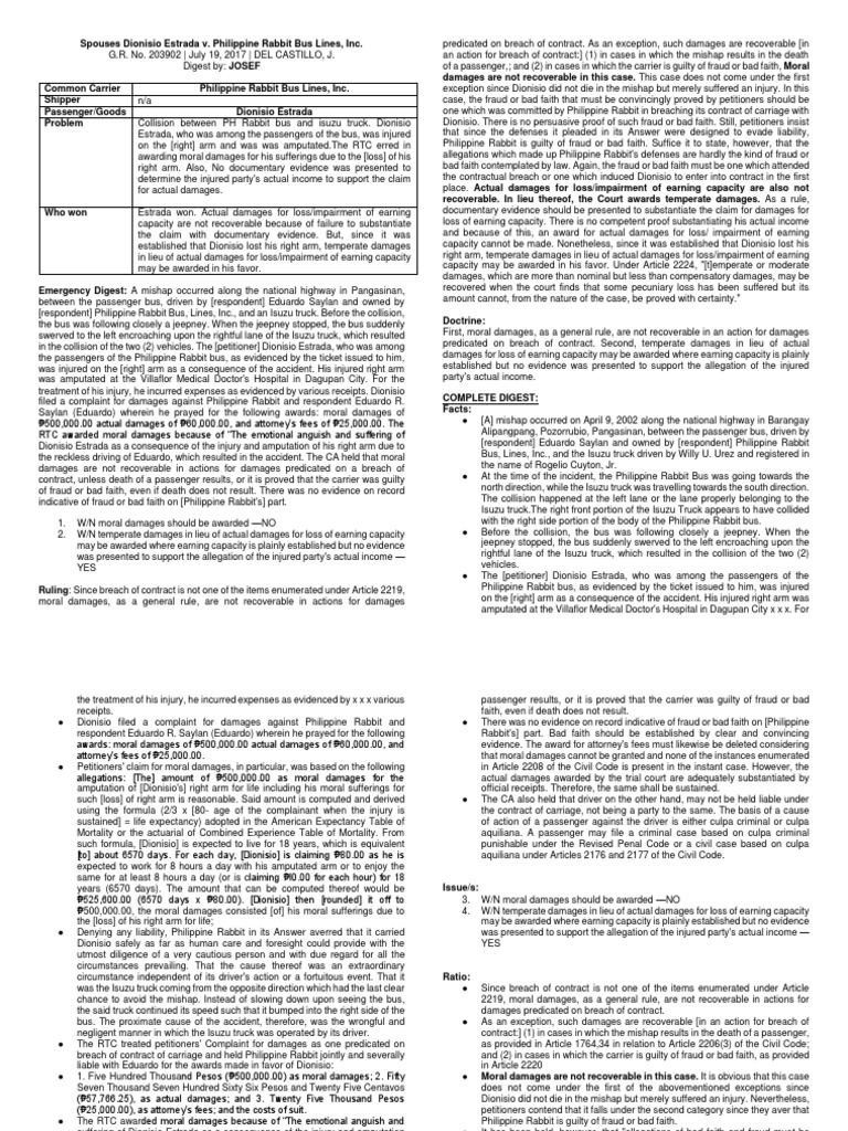 Estrada vs. PH Rabbit | PDF | Damages | Fraud