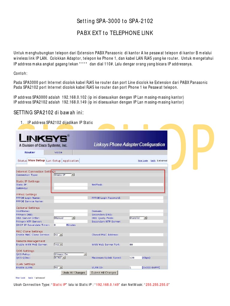 SPA3000 To SPA2102 PABX Extension To IP-1 PDF | PDF