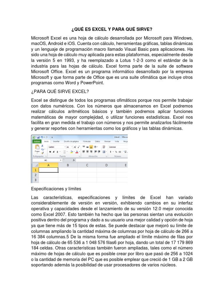 Qué Es Excel y para Qué Sirve | PDF | Microsoft Office | Microsoft Excel