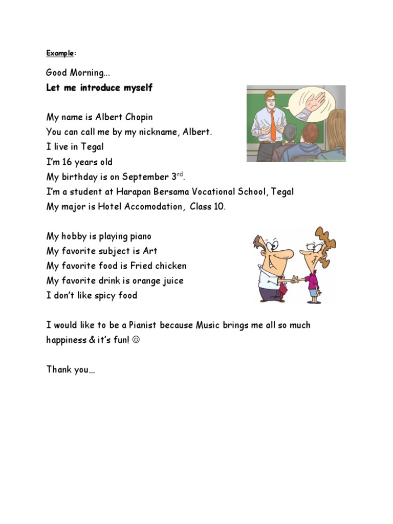 Let Me Introduce Myself: Example | PDF