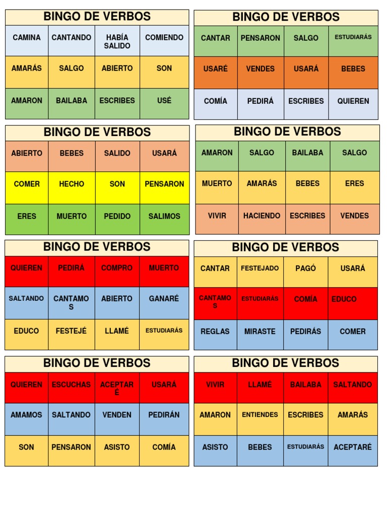 Bingo de Verbos | PDF