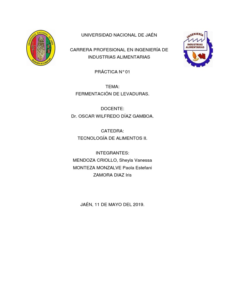 Practica N 1 Tec 2 Fermentacion | PDF | Levadura | Respiración celular