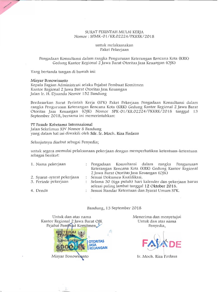 Pengurusan Keterangan Rencana Kota (KRK) Gedung OJK | PDF