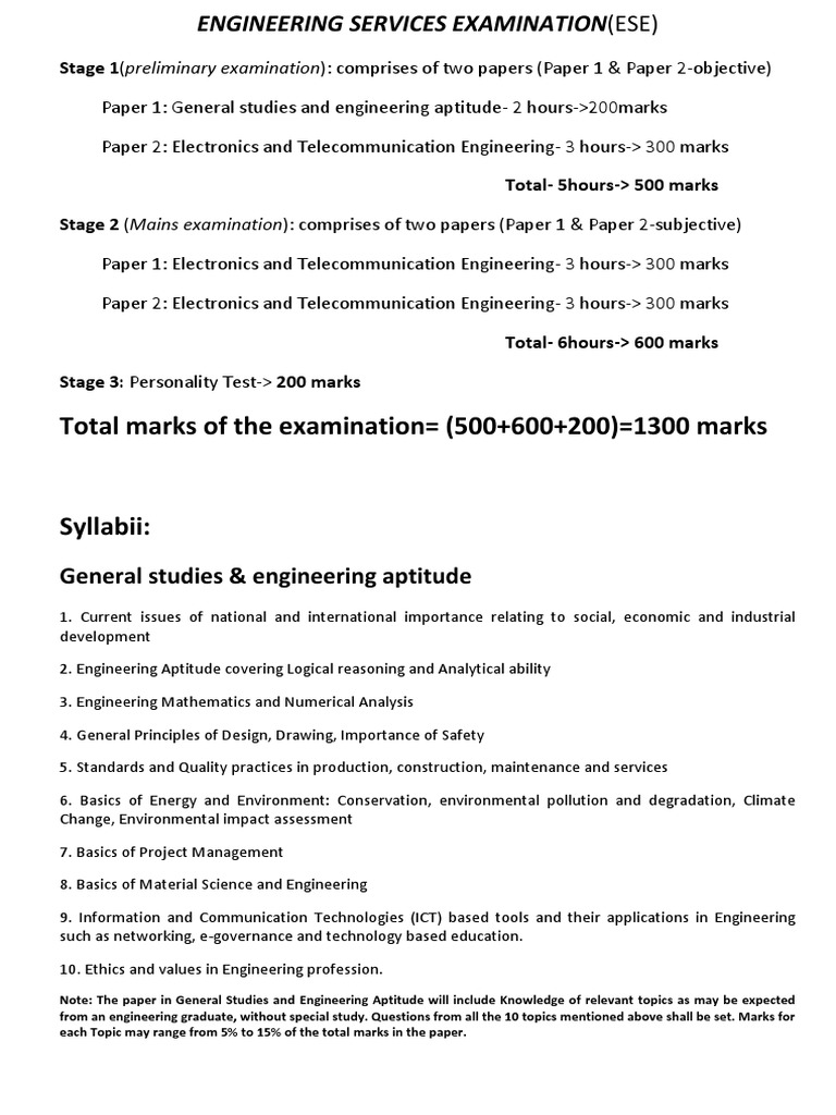 ESE Pattern and Syllabus | PDF | Electrical Network | Engineering