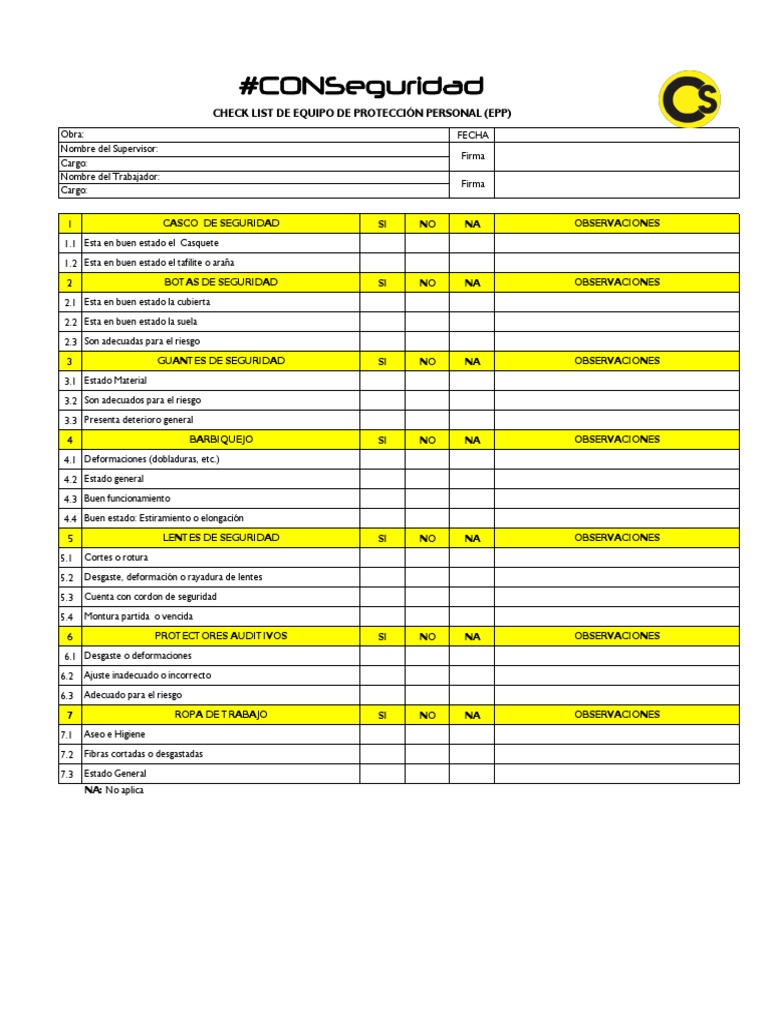 Check List Epp | PDF