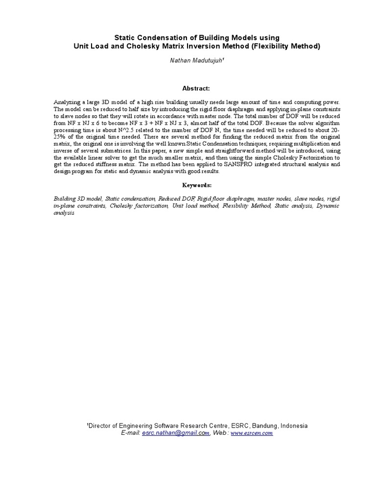 Static Condensation of Building Models U PDF | PDF | Matrix (Mathematics) | Stiffness