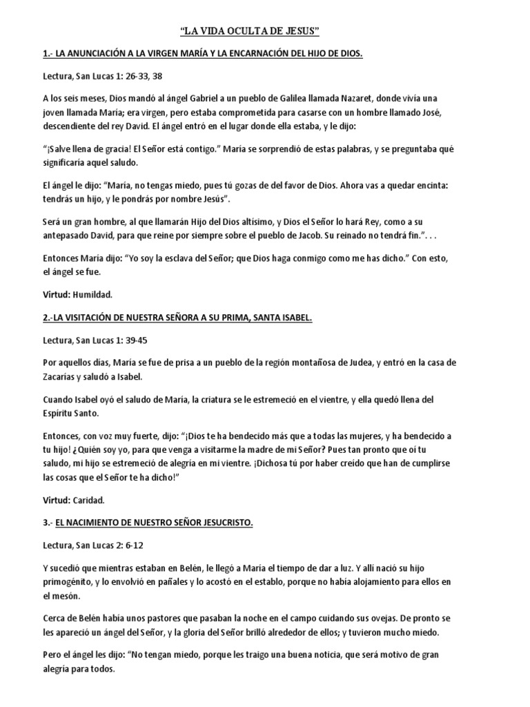 La Vida Oculta De Jesus Pdf María Madre De Jesús Jesús