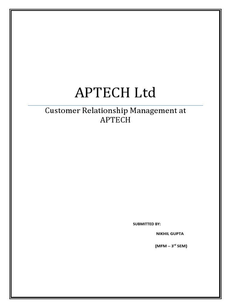 Aptech LTD: Customer Relationship Management at Aptech | PDF | Customer ...