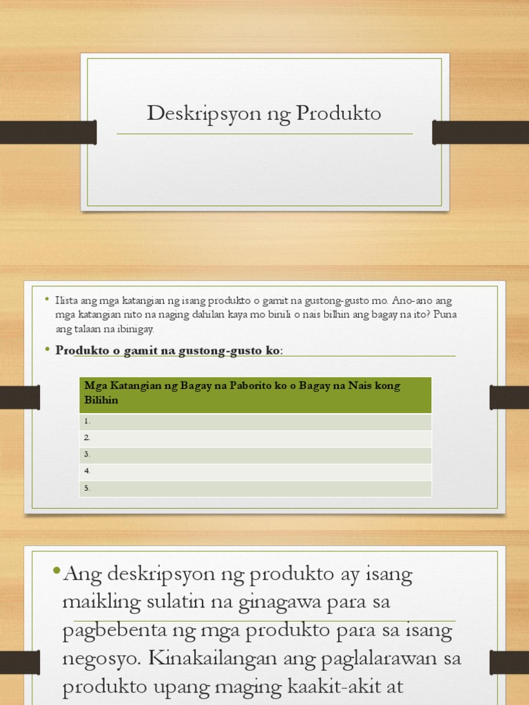 5 Deskripsyon NG Produkto | PDF