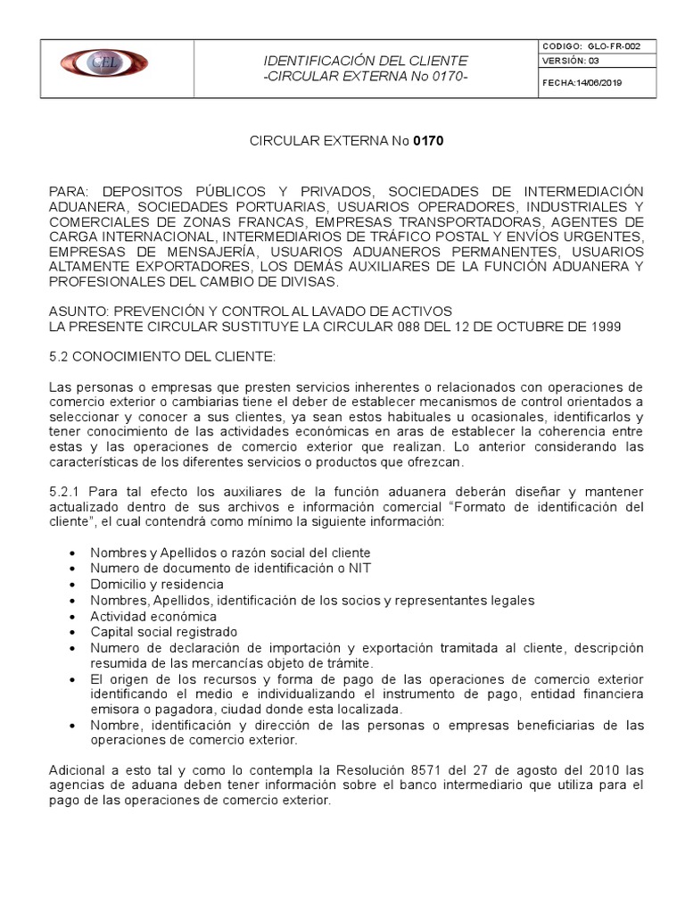 Circular 170 Version 3 | PDF | El comercio internacional | Comercio