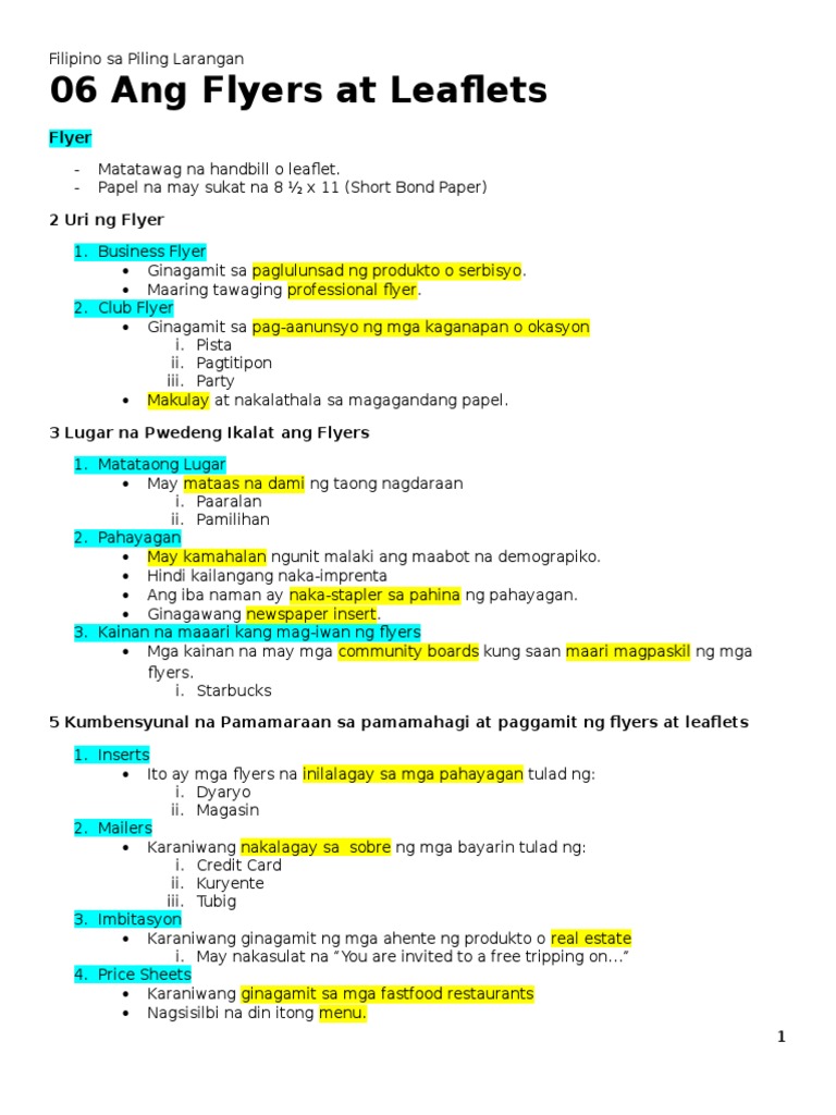 06 Ang Flyers at Leaflets | PDF