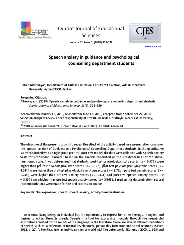 Speech Anxiety | PDF | Emotions | Learning