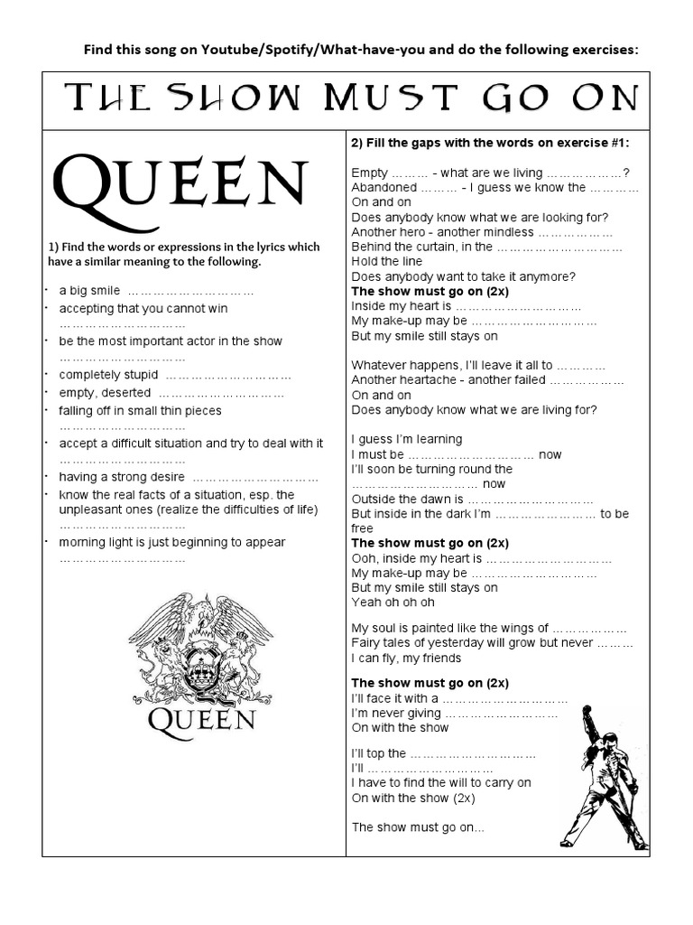 Exercises for "The Show Must Go On" | PDF