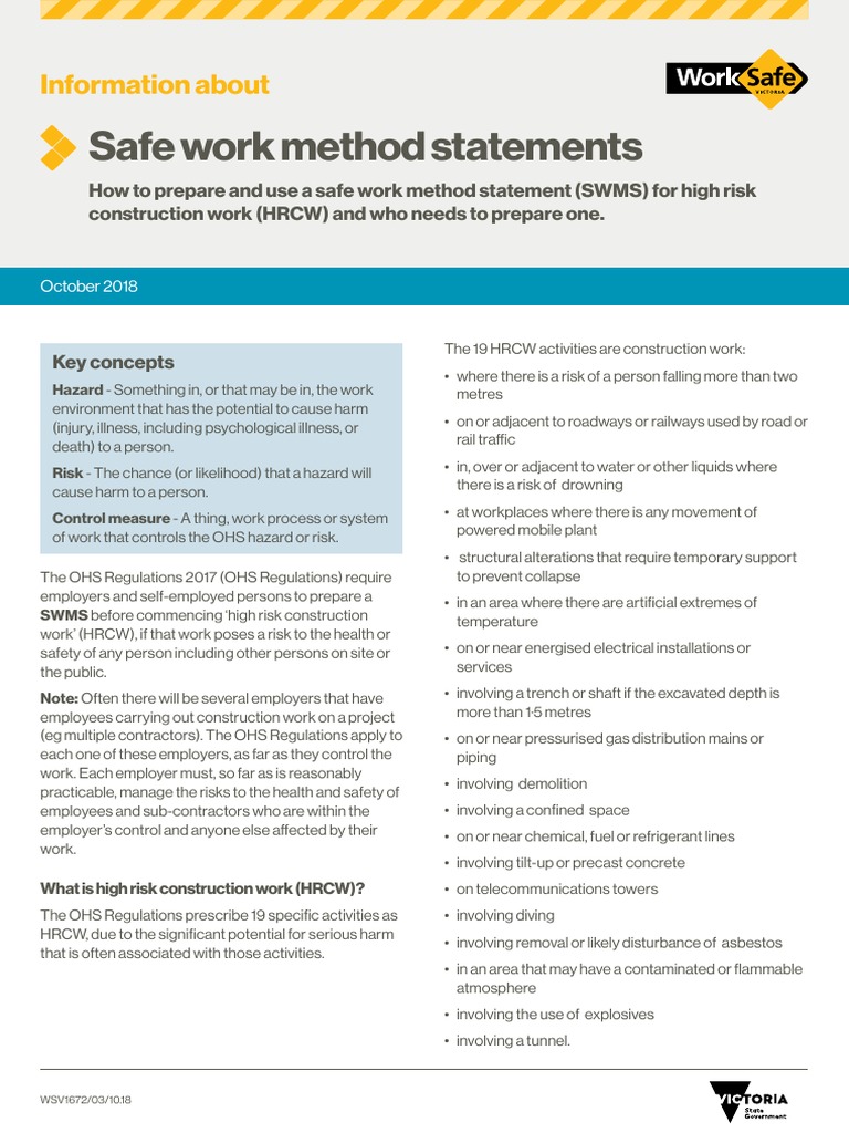 ISBN Safe Work Method Statements 2018 11 PDF | PDF | Occupational ...