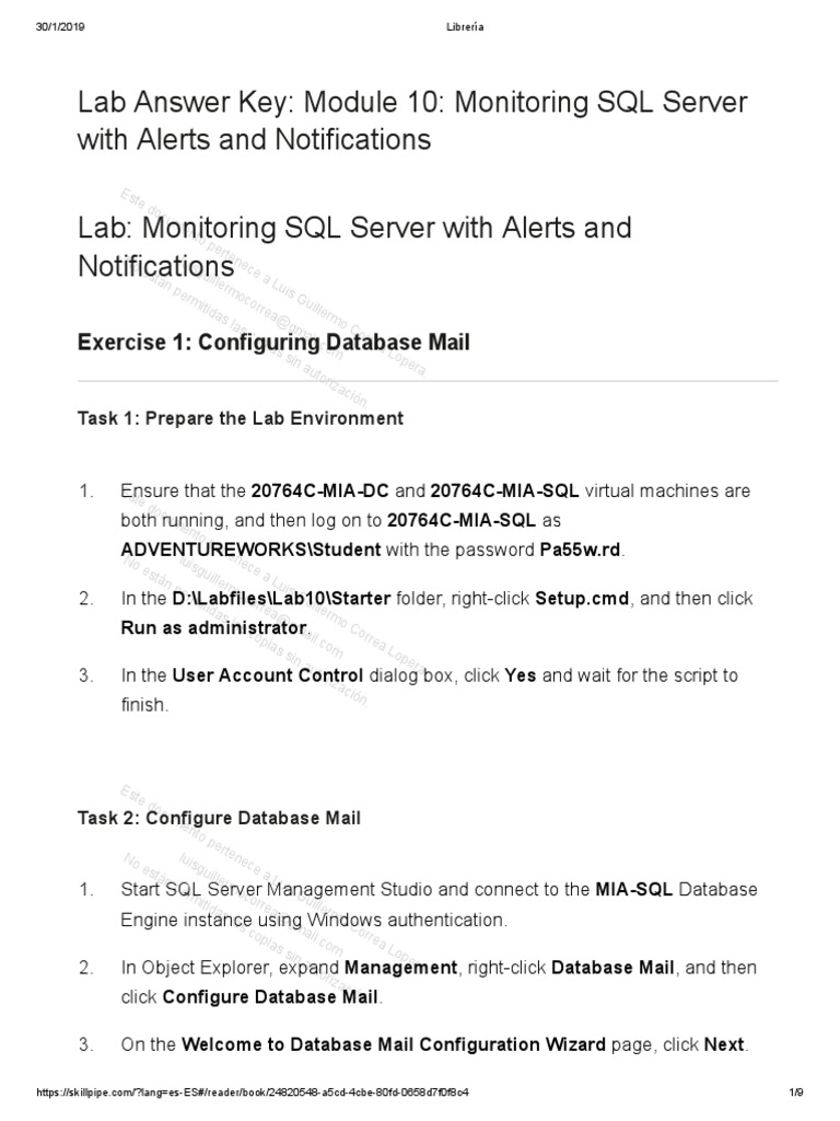 Lab Answer Key: Module 10: Monitoring SQL Server With Alerts and ...