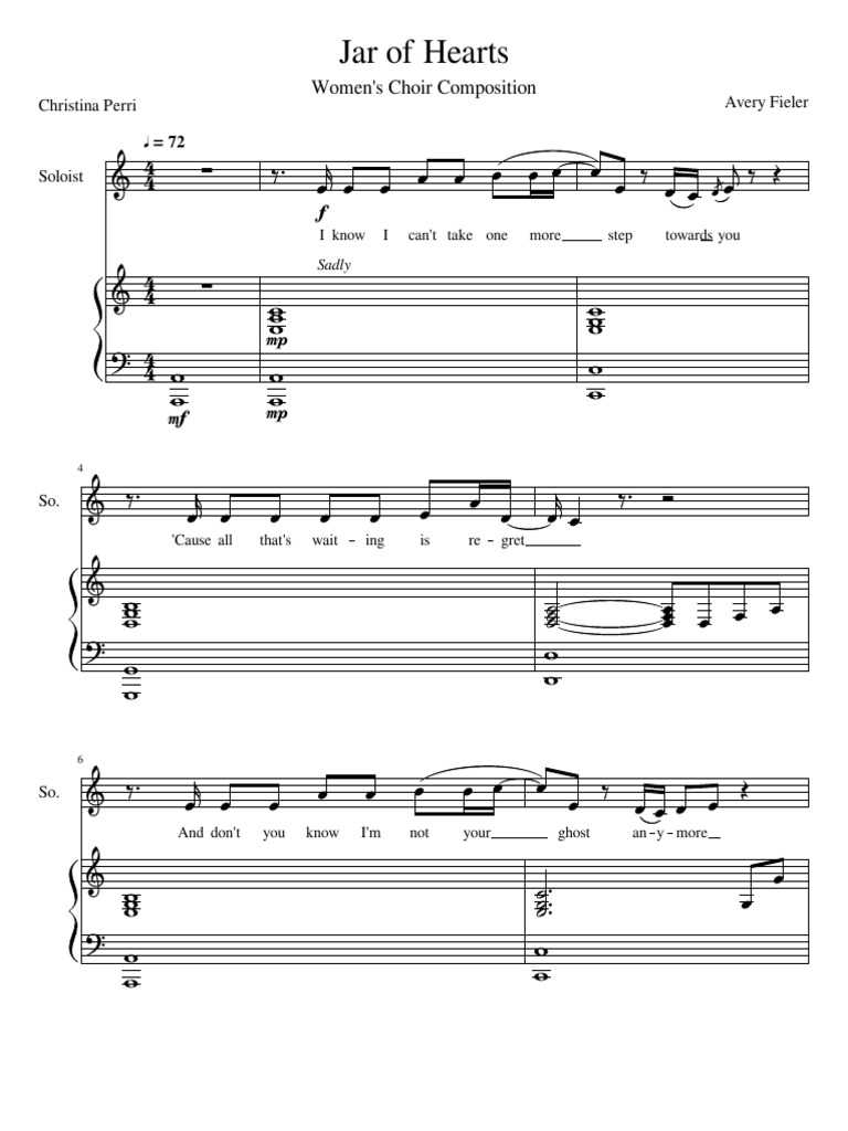 Jar of Hearts Women's Choir Arrangement | PDF