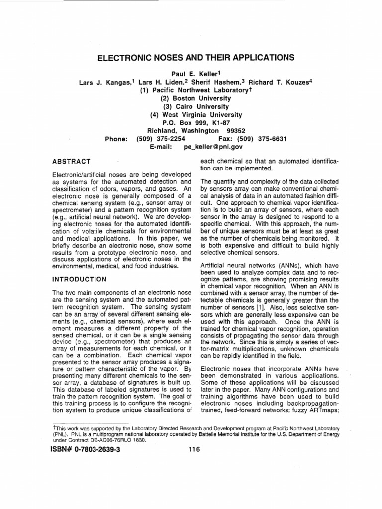 Electronic Noses and Their Applications | PDF | Odor | Environmental ...