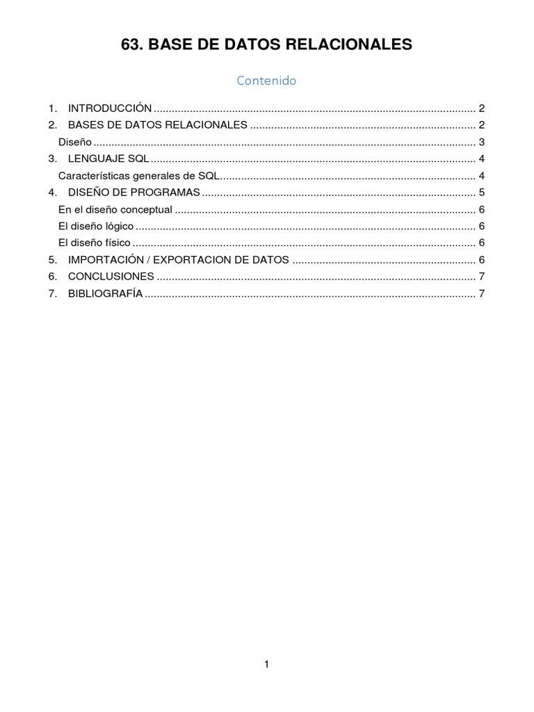 Base de Datos Relacionales | PDF | SQL | Bases de datos