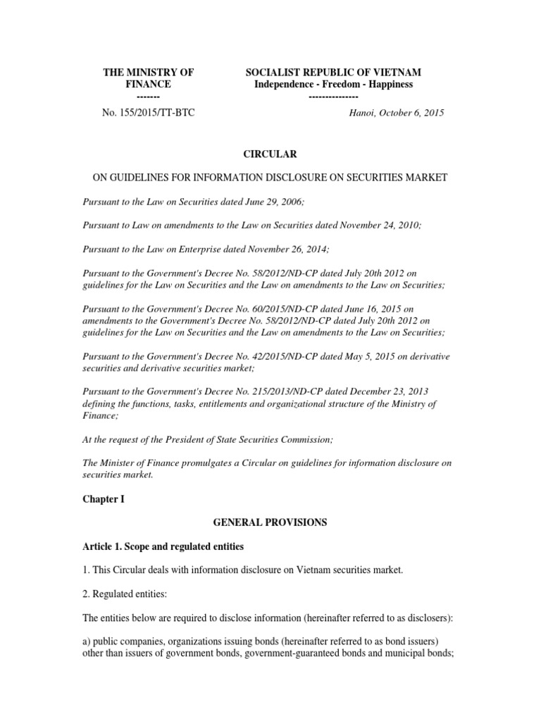 Circular 155 - 2015 | PDF | Financial Statement | Securities (Finance)