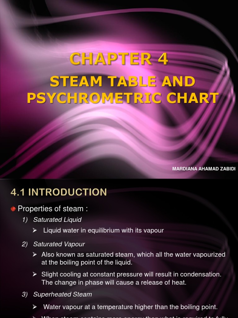 Steam Table and Psychrometric Chart: Mardiana Ahamad Zabidi | PDF ...