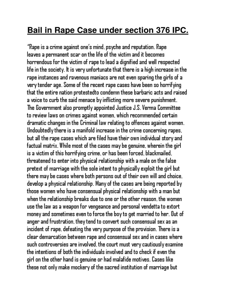 Bail Under Section 376 | PDF | Bail | Rape