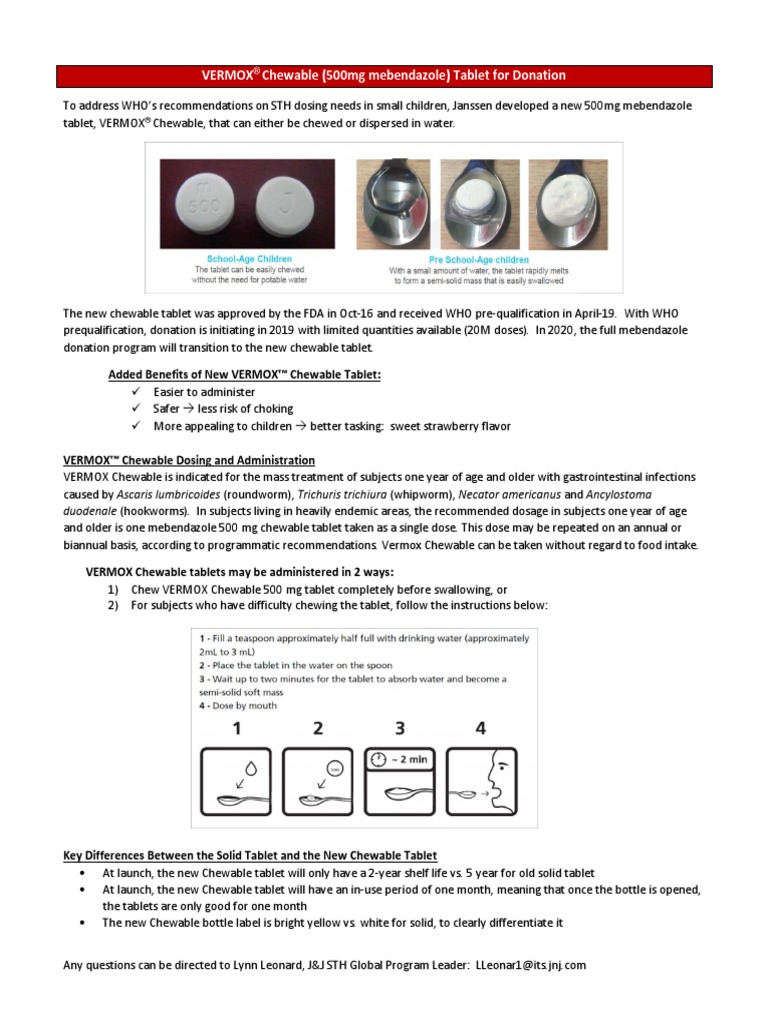 VERMOX Chewable Information Doc July 2019 | PDF