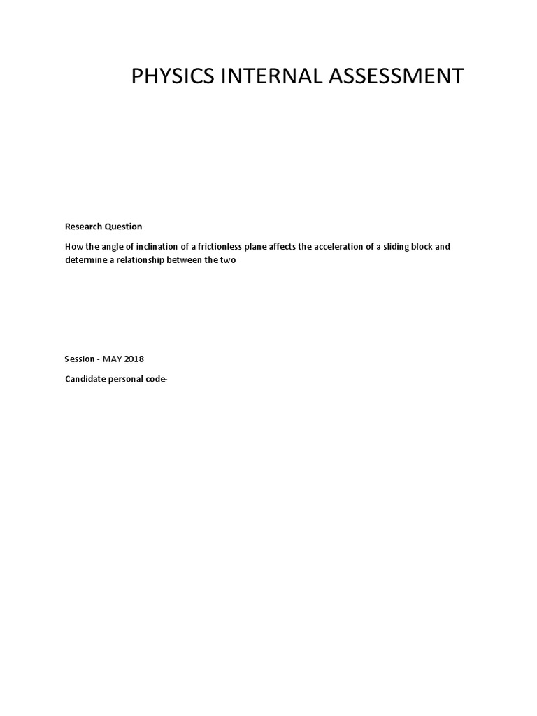 Physics Internal Assessment | PDF | Acceleration | Force