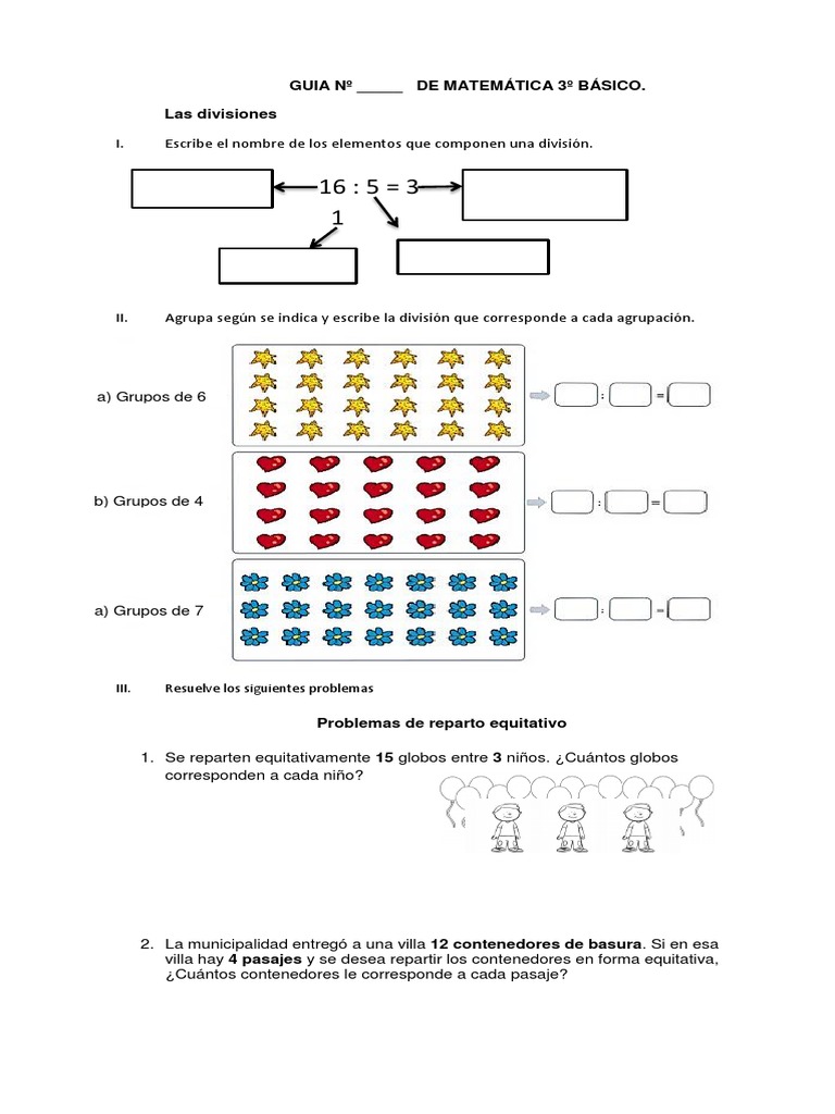 Guía de Divisiones 3º Básico | PDF | Enseñanza de matemática